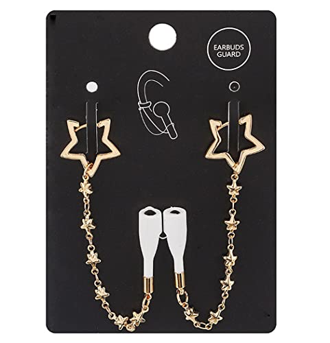 Gold Star Ear Stud Airpod Earrings Anti Lost Earring Strap for Airpods Anti Lost Strap for Airpods Pro, Wireless Earphone Holder Strap Compatible for Airpods 1&2&3/Pro…