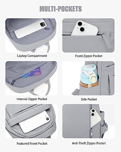 KEYEMP Mini Small Backpack Purse for Women Lightweight Waterproof Fashion Trendy Cute Work Casual Daypack Travel Bag Backpack for Ladies,Grey