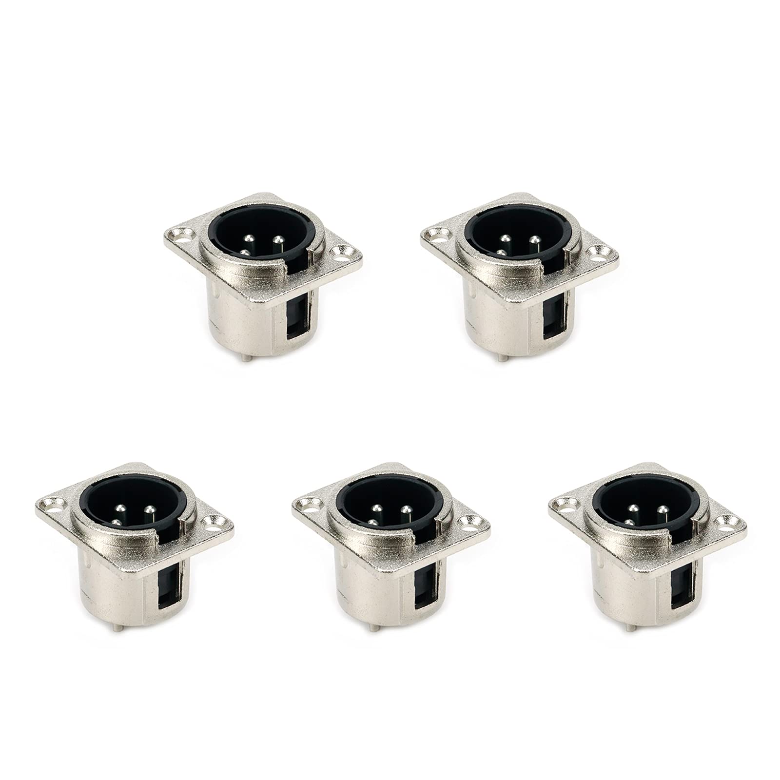 Dahszhi 5 Pcs XLR Male Chassis Panel Mount Socket 3 Pin 3P Audio Studio Connector