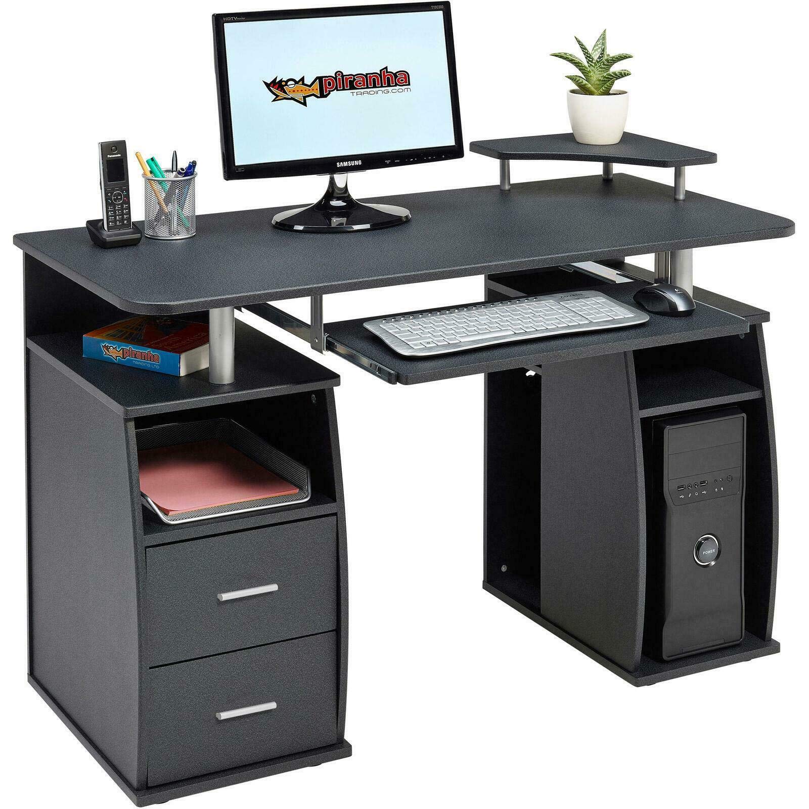 Computer Desk PC Laptop Table Workstation with Printer Shelf, Home Office Furniture