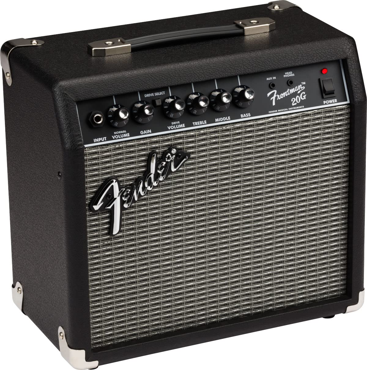 Fender Frontman 20G Guitar Amplifier & Professional Series Instrument Cable, Straight/Straight, Black, 10ft