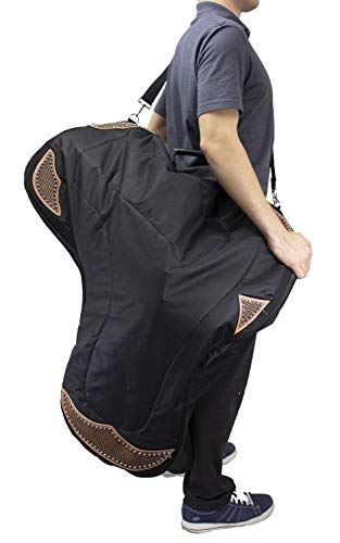 Tahoe Premium Durango Western Saddle Carry and Storage Bag with Three Layer Waterproof Padded Construction and Hand Tooled Basket Weave Leather Accents