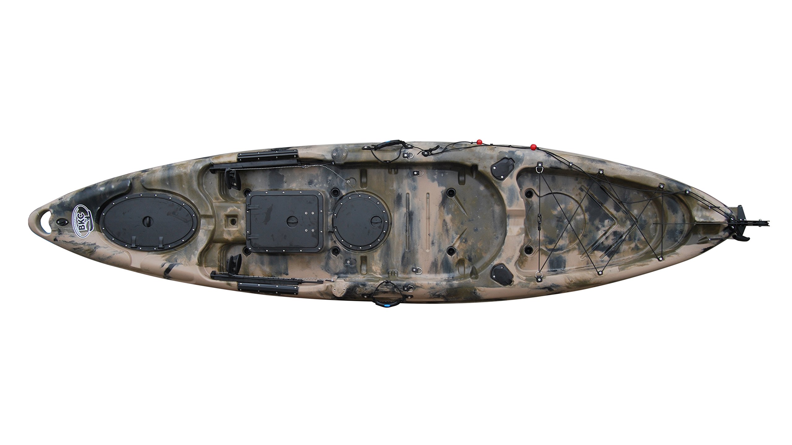 BKC UH-RA220 11.5 Foot Angler Sit On Top Fishing Kayak with Paddles and Upright Chair and Rudder System Included (Camo)