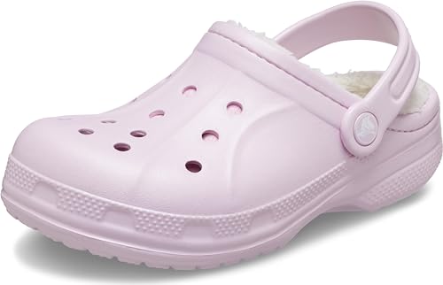 Crocs Ralen Lined Clogs | Fuzzy Slippers, Ballerina Pink/Oatmeal, 1 US Unisex Little Kid