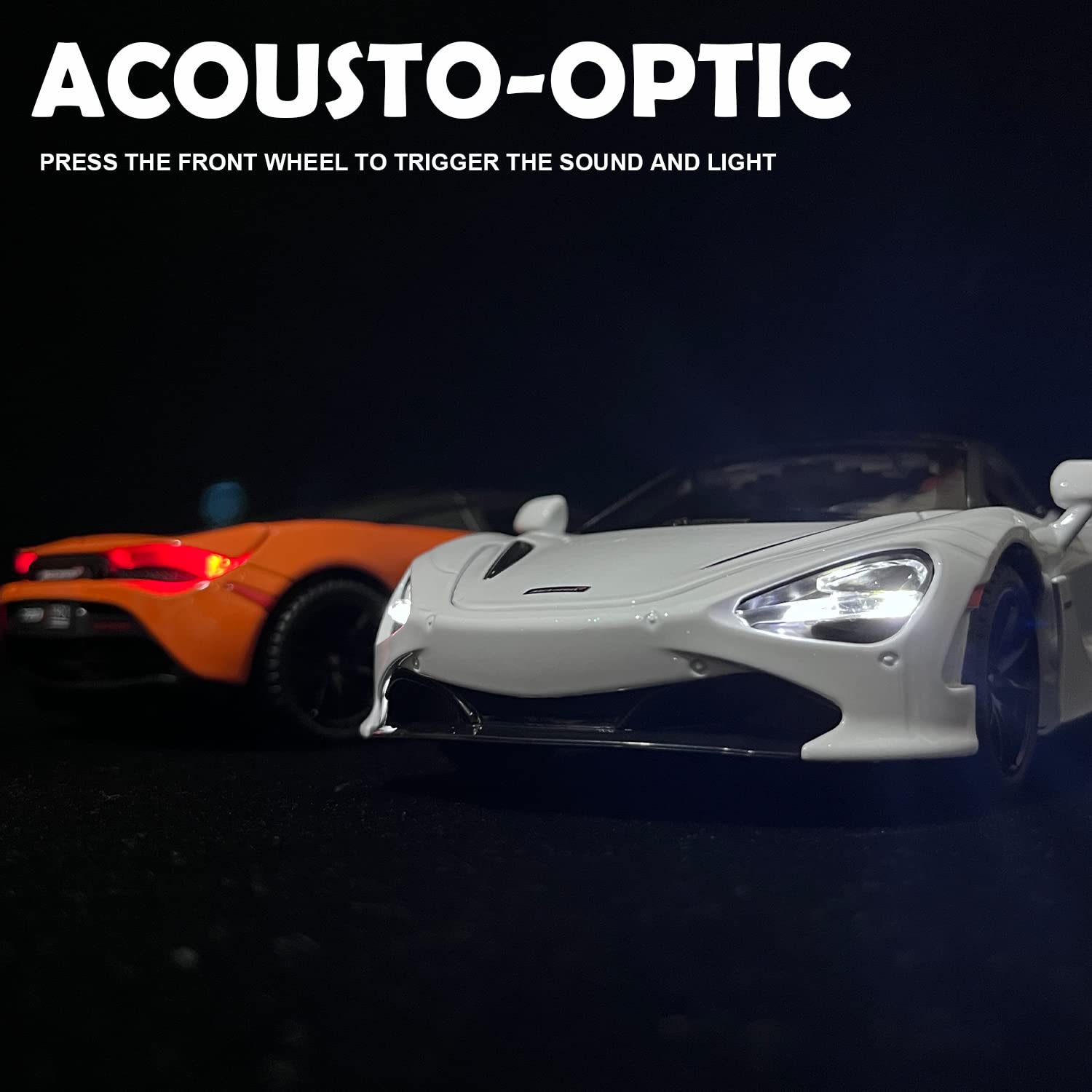 COOLPUR 1:24 diecast Model for MCLAREN 720s zinc Alloy Pull Back Car Diecast Model,Decorative,Mini Vehicles Toys for Kids,Boyfriend,Young Peoples Gift(bigwhite)