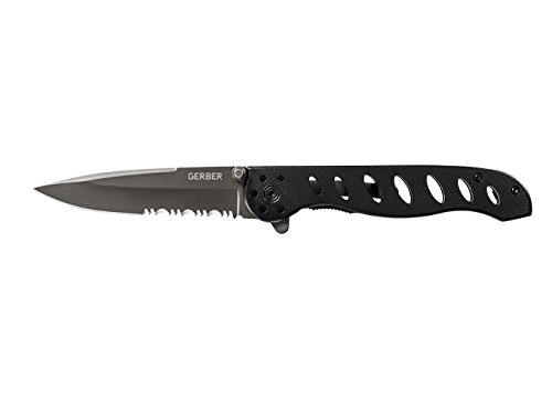 Gerber Gear EVO Knife, Serrated Edge, Titanium Coated [22-41432],Black
