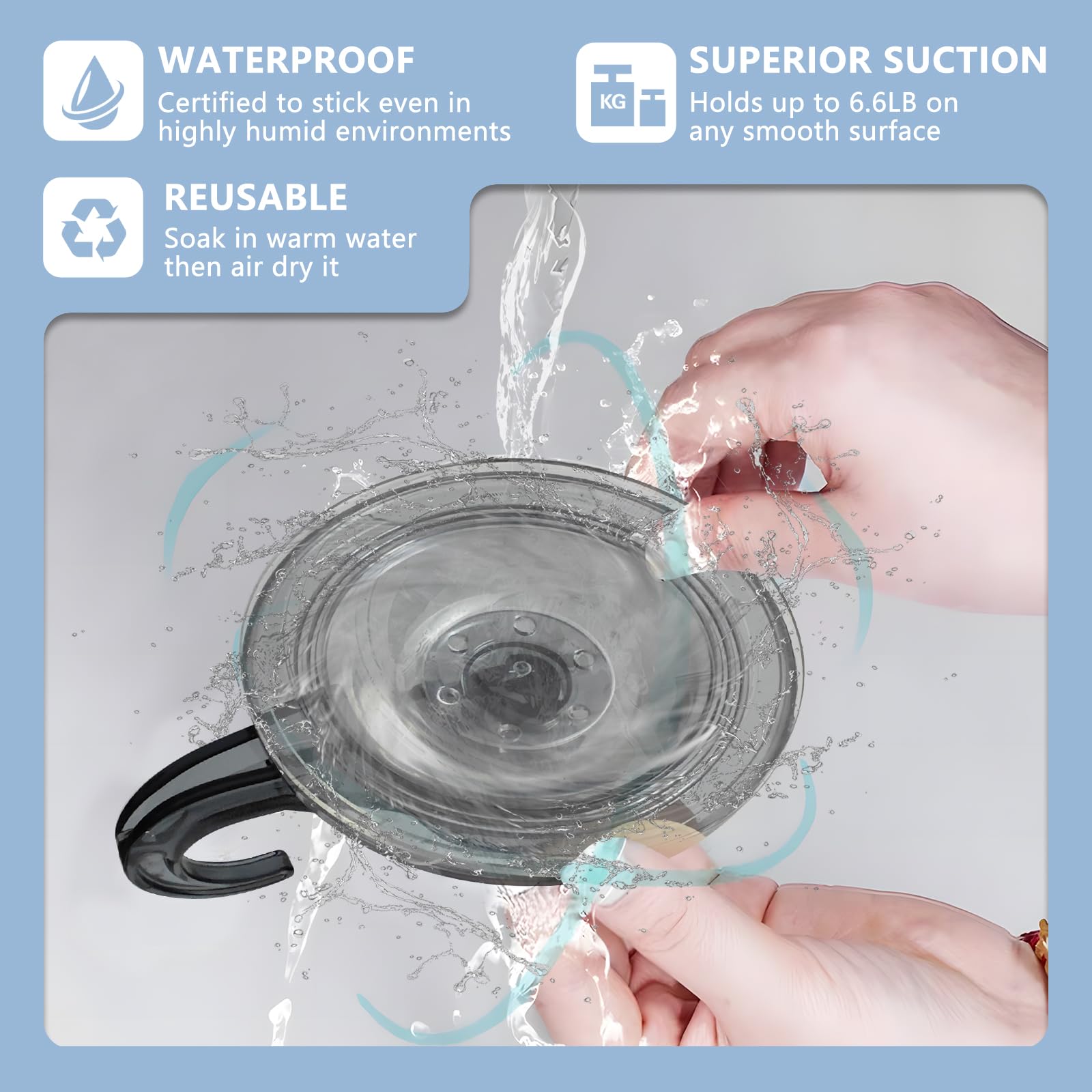 CozyBlue Suction Cup Hooks for Shower and Kitchen 3 Packs Heavy Duty and Easy to Removable