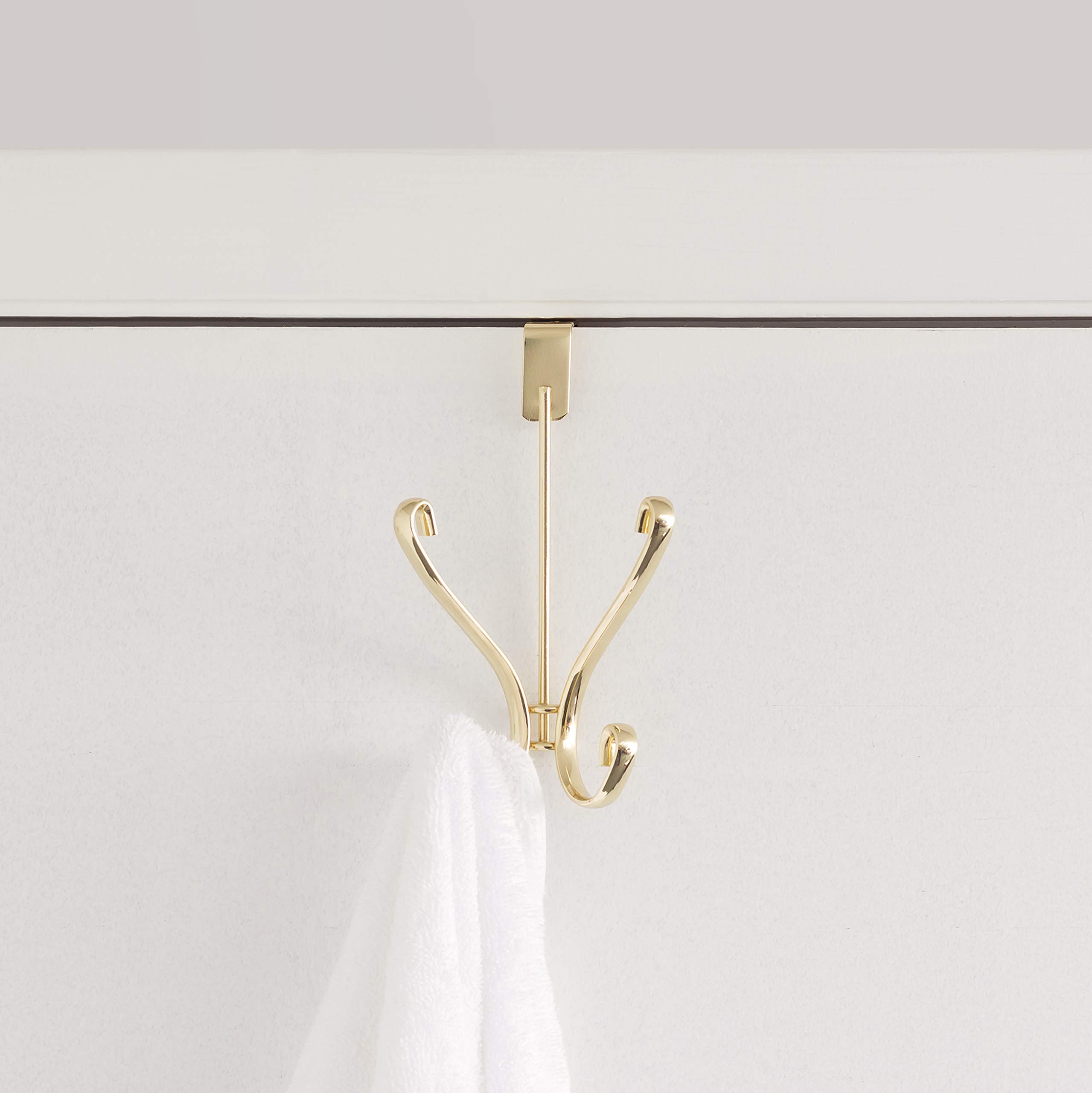 Home Basics Over The Door Double Hook (Gold)