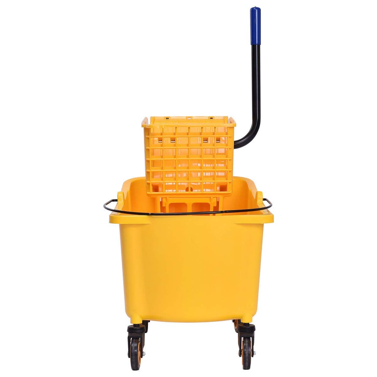 HOMGX Side Press Wringer Commercial Mop Bucket, 35 Qt Larger Capacity Cleaning Caddy with Wheels, Yellow