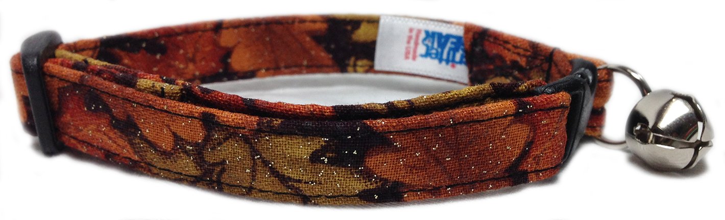 Breakaway Cat Collar in Fall Leaves with Glitter (U.S.A. Made)