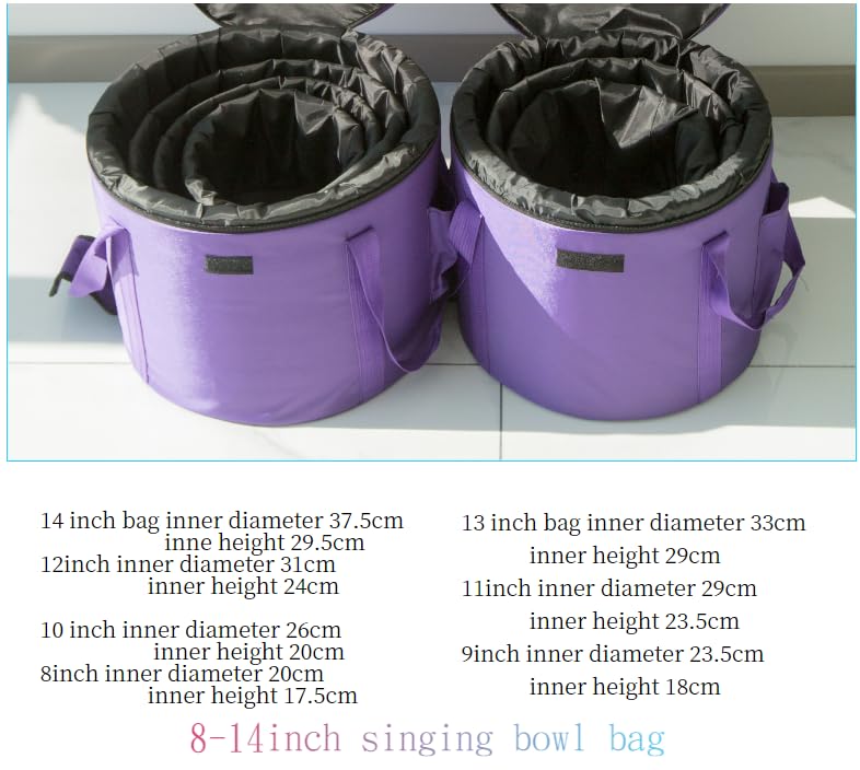 YongFei Purple Heavy Duty Sponge Padded Crystal Singing Bowl Case for 6-12 inch 8-14inch Sound Bowls… (8-14inch 2pc bag)