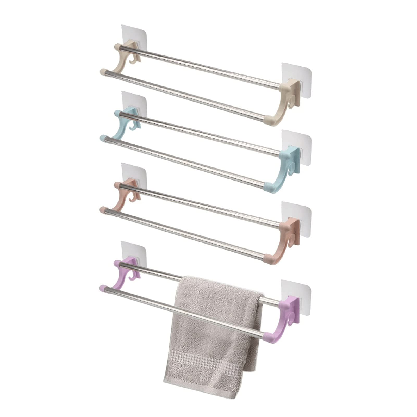 Yulhao Bar Counter Bathroom Kitchen Rack Double Towel Rack, Household Storage Stainless Steel Door Cabinet Rack (Color : Purple)