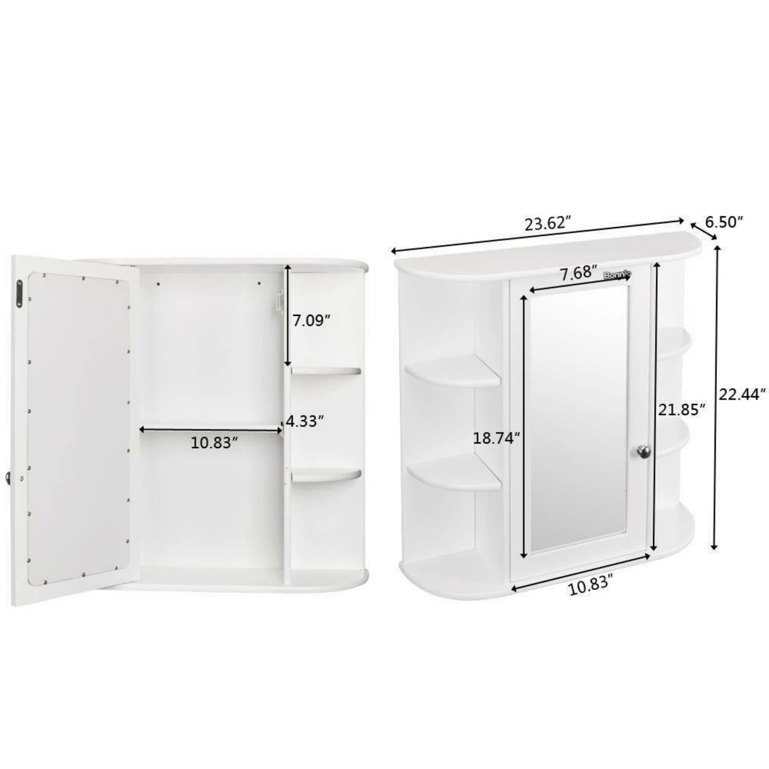 Home Bathroom Wall Mount Cabinet Storage Shelf Over Toilet w/Mirror Door