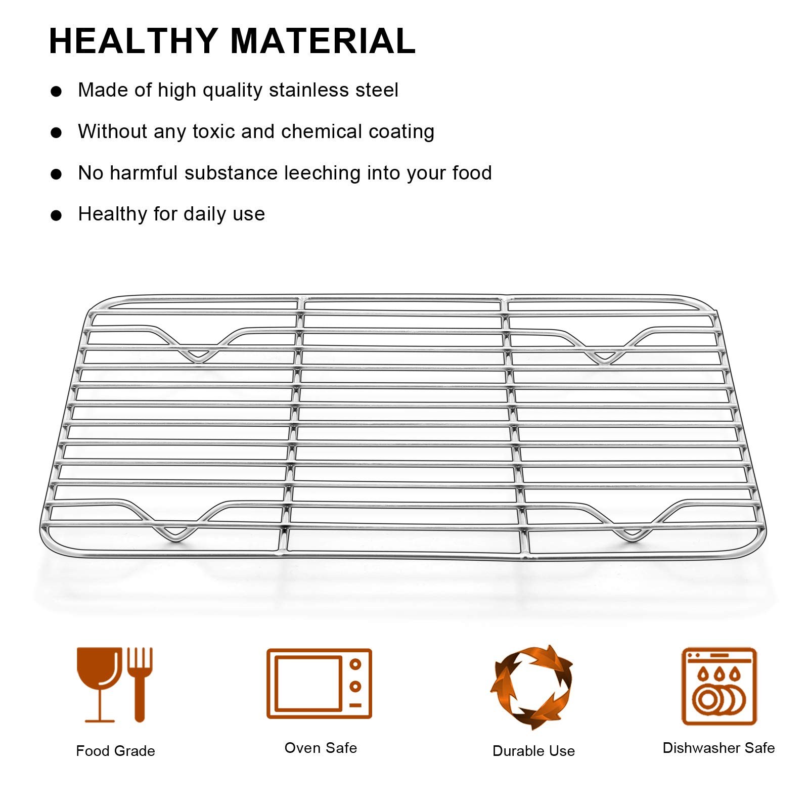 E-far Small Baking Rack Set of 2, Stainless Steel Metal Roasting Cooking Racks, Size – 8.6"x6.2", Non Toxic & Rust Free, Fit for Small Toaster Oven, Dishwasher Safe