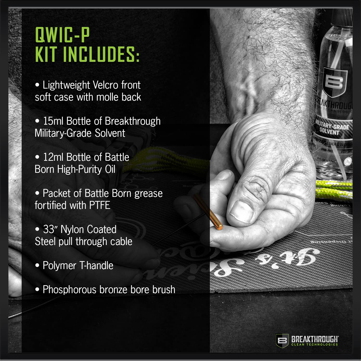 Breakthrough Clean Technologies QWIC-P Pistol Pull Through Cleaning Kit (Black)
