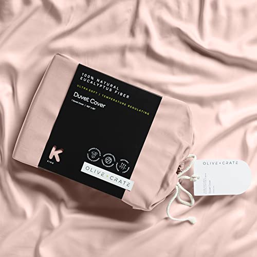 Olive + Crate Eucalyptus Cooling Duvet Covers King Size | Certified Tencel Lyocell Fiber from Austria for Quilt | Silky Soft Modal Fiber - Better Than Silk Cotton and Bamboo | Rose Blush