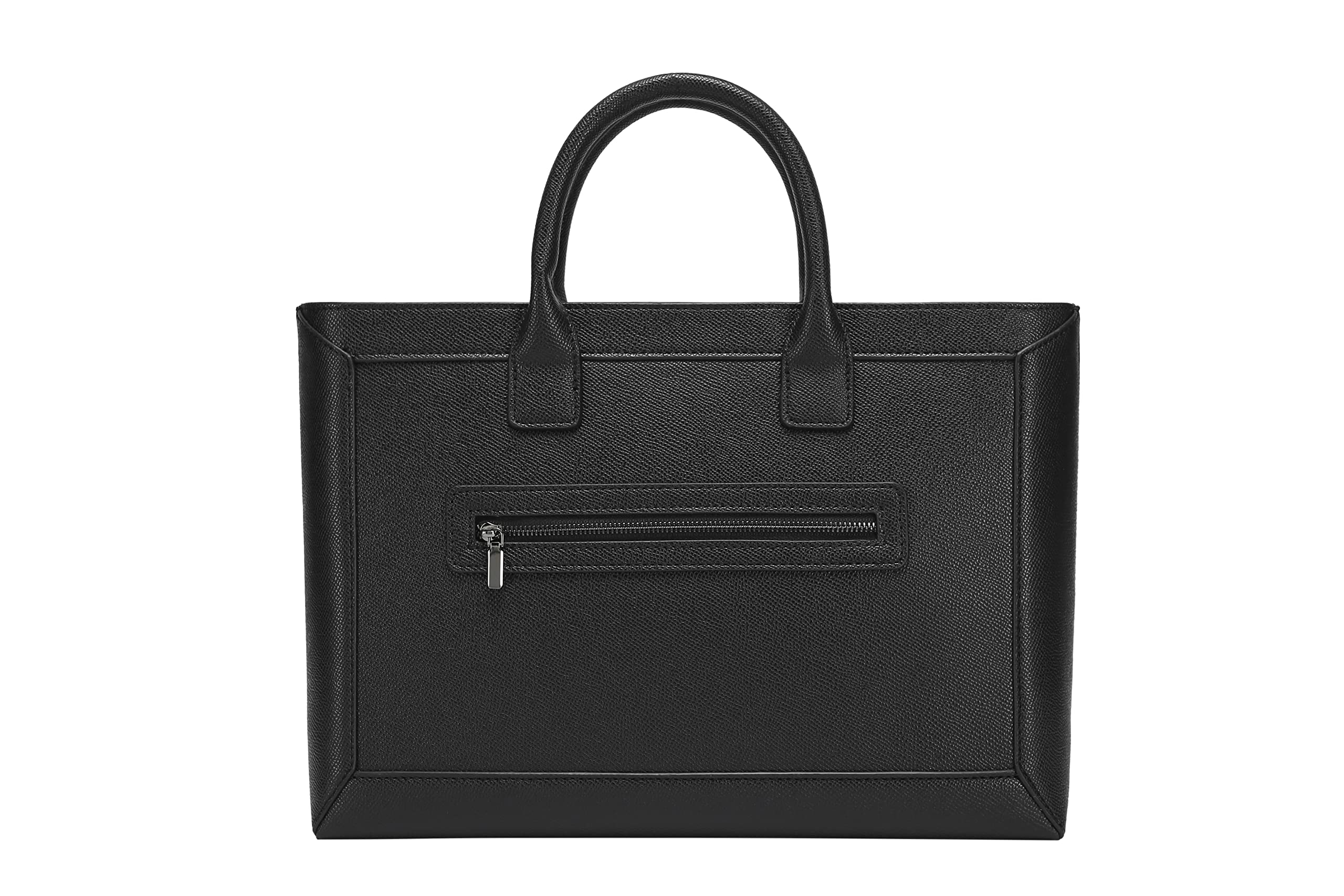 Daisy Rose Tote Shoulder Bag with Front Zipper - PU Vegan Leather - BLACK