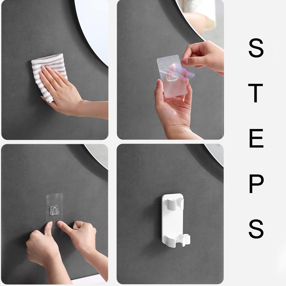 hobbyme 2Pcs Curling Iron Holder Wall Mounted,Plastic No Drilling Hair Dryer Rack,Multipurpose Hair Curler Holder White Curling Wand Rack for Bathroom