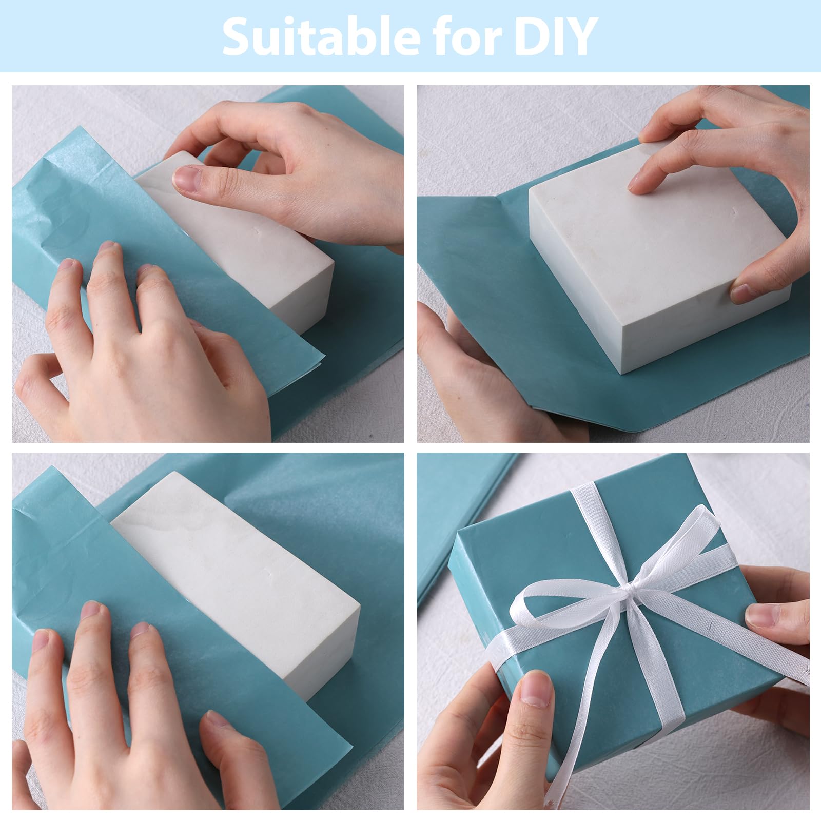 Koogel 86PCS Metallic Teal Tissue Paper, 14 x 20 Inch Gift Wrapping Paper Craft Tissue Paper Bulk for Birthday DIY Project Wedding Holidays