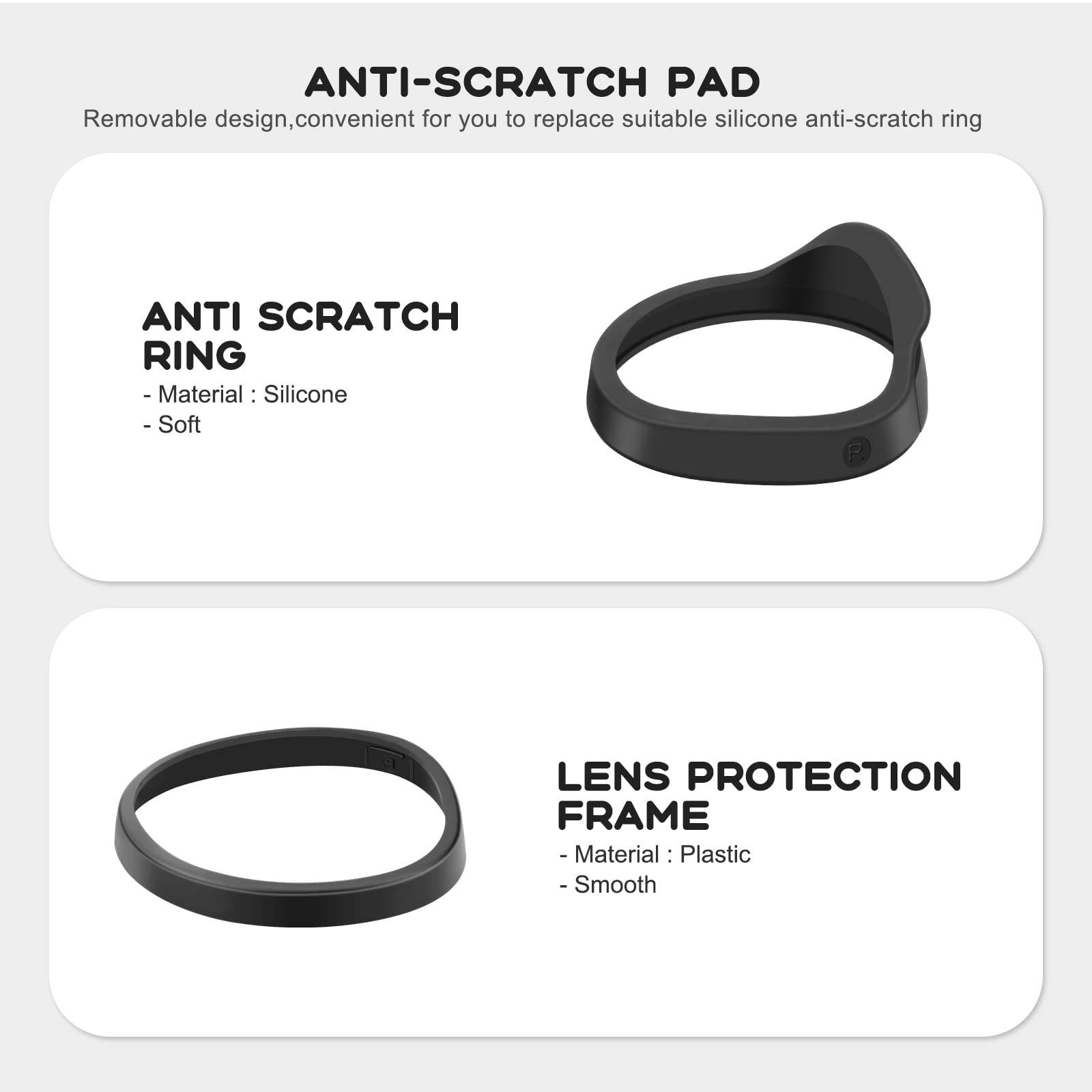 Eyglo Facial Interface and Light Blocker Lens for Oculus/Meta Quest 2 -Anti Scratch Silicone Ring,Comfort PU Leather Foam Face Pad