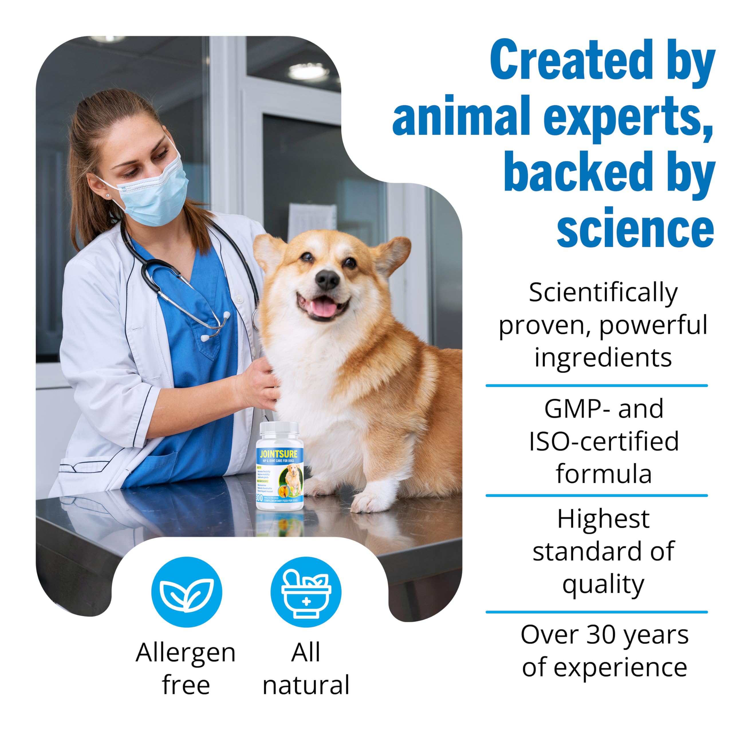 JOINTSURE Hip and Joint Supplement for Dogs 300 Tablets | Formulated with Glucosamine & Chondroitin for Dogs | Proven to Improve Mobility & Increase Flexibility | All Breeds & Sizes