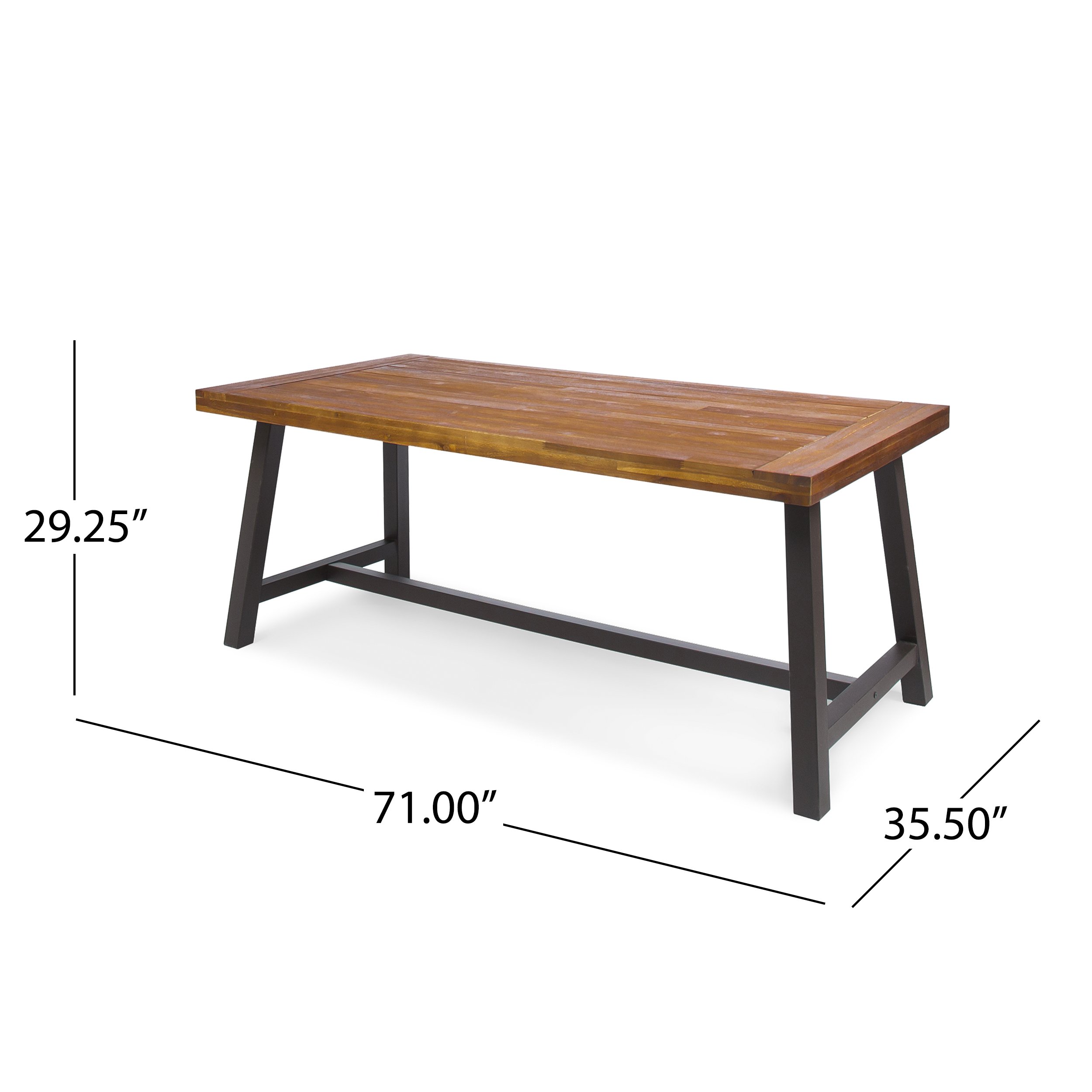 Christopher Knight Home Teague Outdoor Acacia Wood Dining Chairs (Set of 2) Carlisle Outdoor Dining Table with Iron Legs