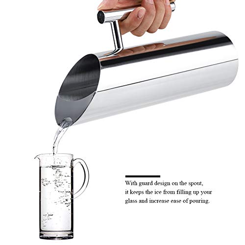 Stainless Steel Water Pitcher, Iced Tea Pitcher Juice Pitcher Teapot with Handle Cold and Hot, for Homemade Drinks Iced Tea Wine Coffee Milk Home Hotel Serving Tool(2L)