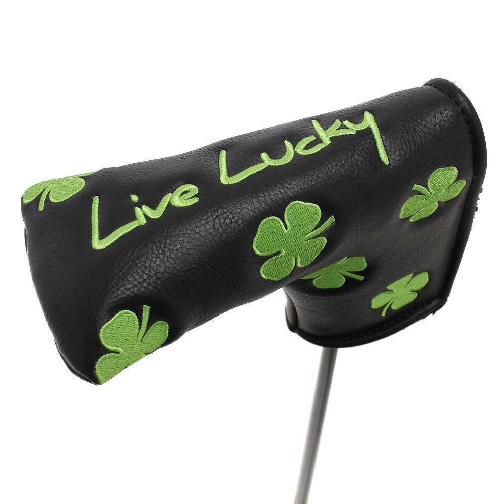 Black Clover All Over Clover Putter Cover (Black with Lime Clovers)