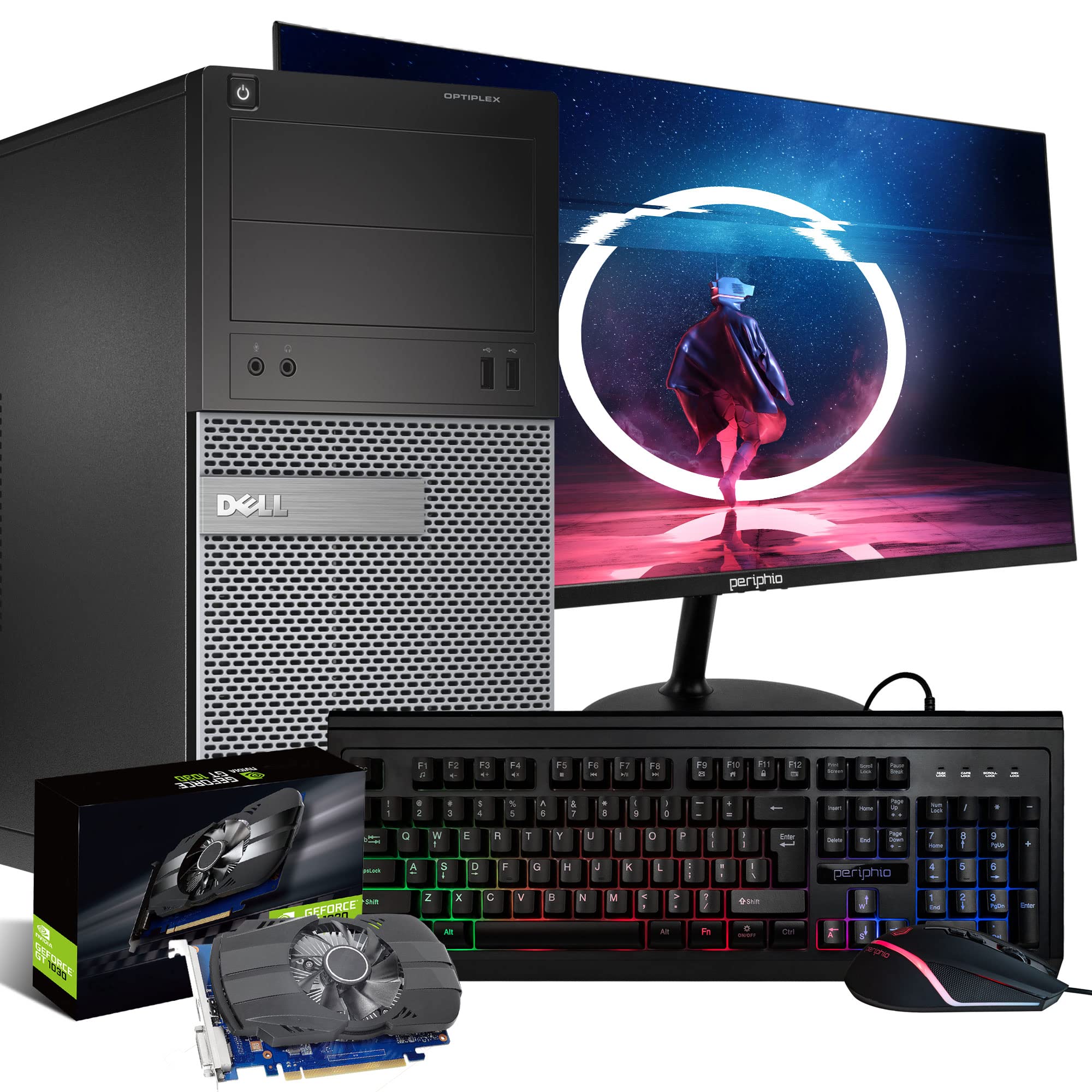 Dell Gaming Desktop Computer | Core i5 + GeForce GT 1030 2GB | 24" Monitor | 1080p Gaming PC | 16GB DDR3 RAM | 500GB SSD + 1TB HDD | Wi-Fi + Bluetooth | Windows 10 Pro (Renewed)