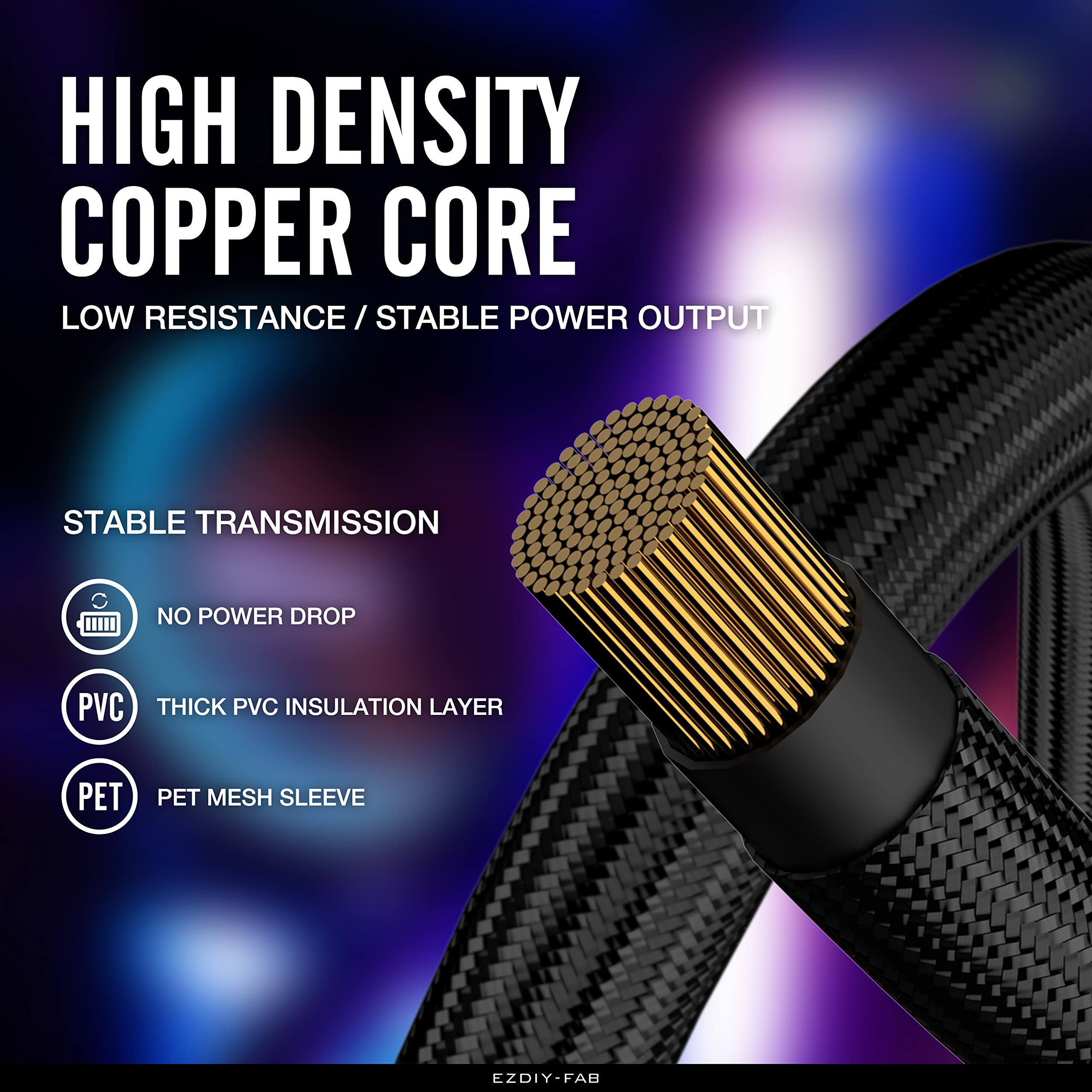 EZDIY-FAB PSU Cable Extension 12Pin to Dual 8P,16AWG PCIe Sleeved Extension Cable for RTX 3060ti 3070 3080 3080ti 3090- Black [300mm]
