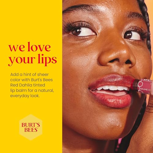 Burts Bees 100% Natural Tinted Lip Balm, Red Dahlia with Shea Butter & Botanical Waxes 1 Tube
