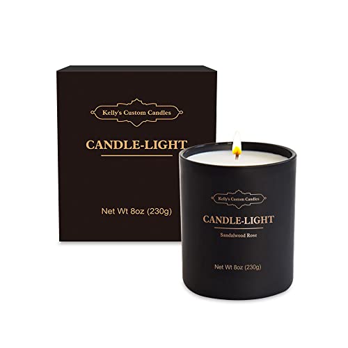 Gifts for Women, Sandalwood Rose Candles, Home Scented Candle, 8 oz Fall Soy Candles, Birthday Gifts for Women, Christmas Thanksgiving Gifts for Women, Online Dating Present,Black Gift Box