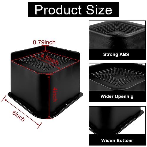 Stance Tuning USA Square Bed Risers 4 Inch Heavy Duty,4 Pack Home Furniture Risers Support up to 5,000 LBS,Furniture Lifter Risers for Dorm Bed, Couch, Table, Bed Frame, Tables, Black Bed Stilts