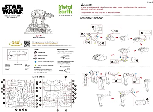 Metal Earth Fascinations Star Wars Imperial at-at 3D Metal Model Kit Bundle with Tweezers