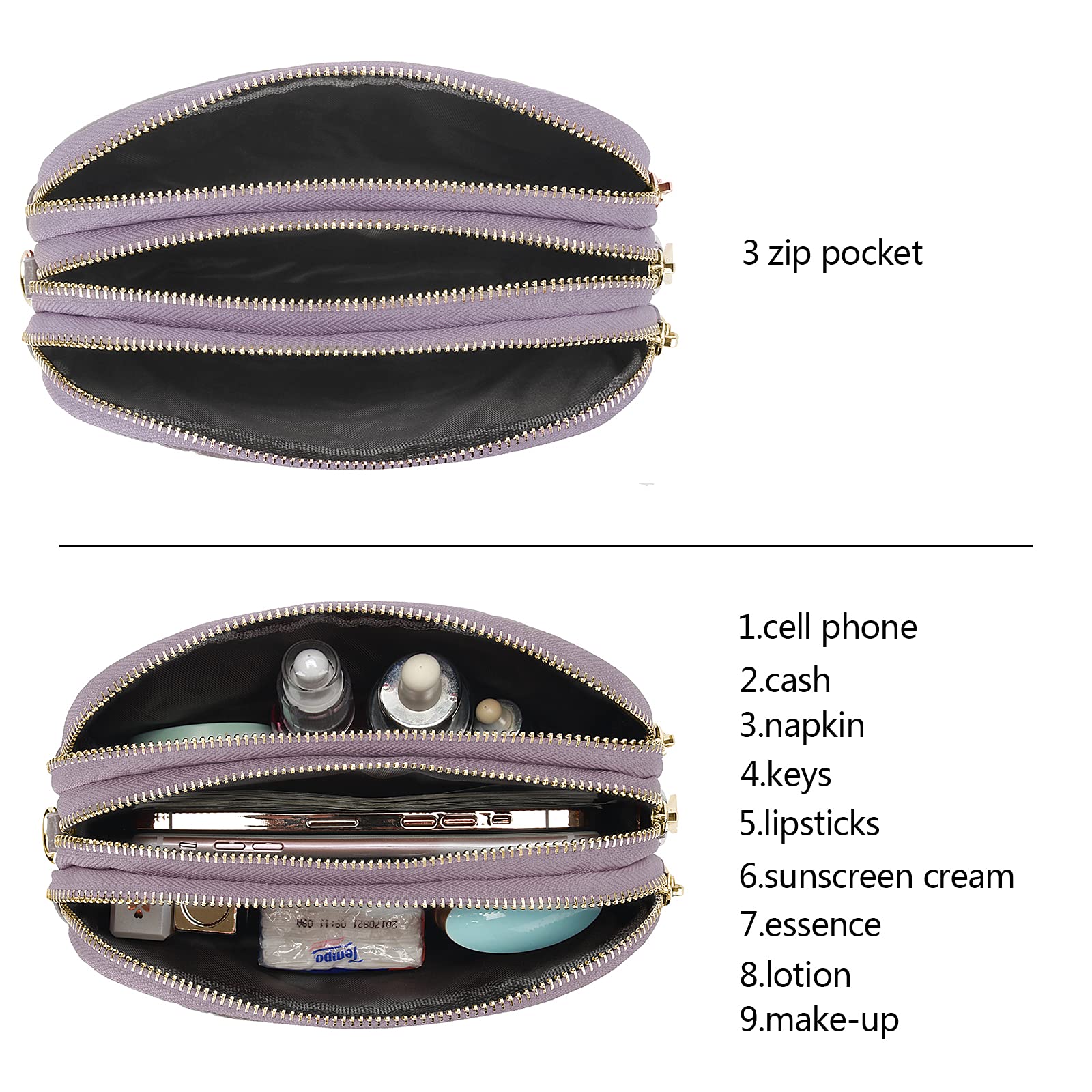YALUXE Flower Clutch Wristlet Coin Purse Triple Zipper Pocket Womens Genuine Leather Zipper Wallet Pouch