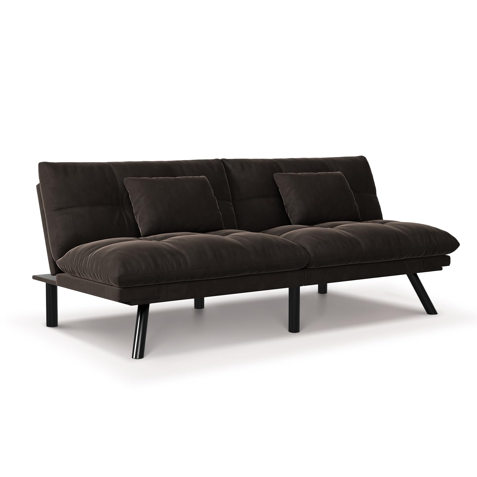 Futon Sofa Bed, Convertible Sofa Bed, Sofa Bed Couch Water-Resistant Fabric with 2 Cushions for Living Room Sofa Bed (Pare Black)