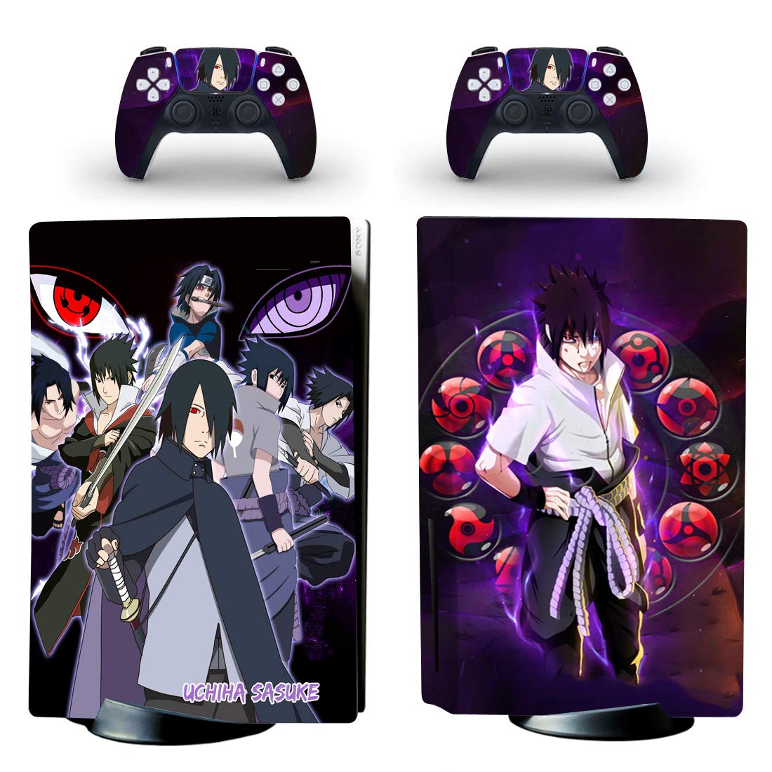 Decal Moments PS5 Standard Disc Console Controllers Full Body Vinyl Skin Sticker Decals for Playstation 5 Console and Controllers Anime Sasuke