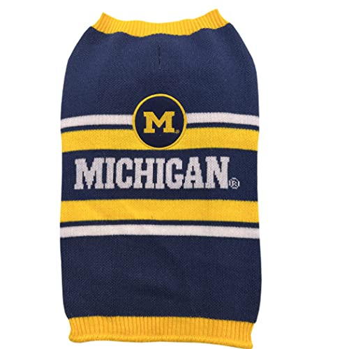NCAA Michigan Wolverines Dog Sweater, Size Extra Small. Warm and Cozy Knit Pet Sweater with NCAA Team Logo, Best Puppy Sweater for Large and Small Dogs