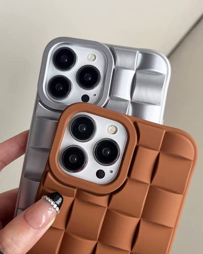 Ginkgonut Compatible with iPhone 13 Pro Case for Women/Girls, Cute 3D Laid Desgin Soft Silicone Shockproof Raised Bumper Corners Case for iPhone 13 Pro(Brown)