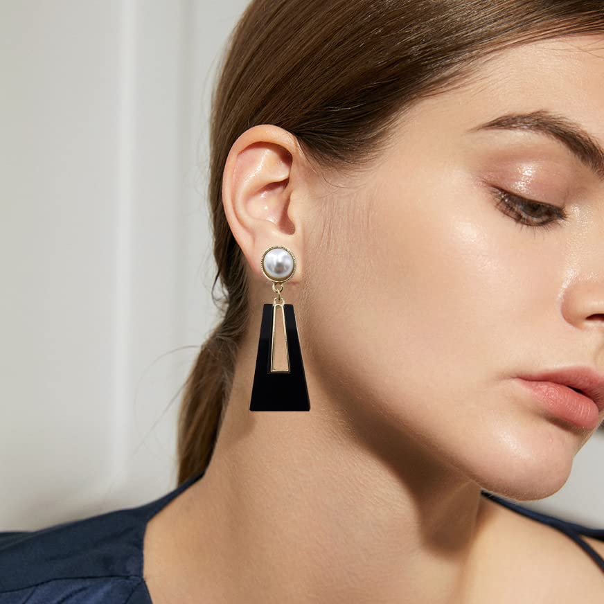 Black Dangle Earrings for Women Gold Sparkly Geometric Drop Statement Fashion Jewelry