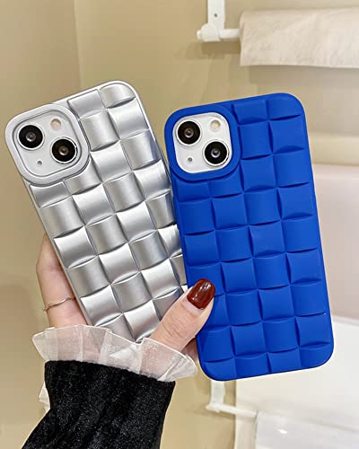 Ginkgonut Compatible with iPhone 13 Case or iPhone 14 Case for Women/Girls, Cute 3D Laid Desgin Soft Silicone Shockproof Raised Bumper Corners Case for iPhone 13 / iPhone 14(Silver)