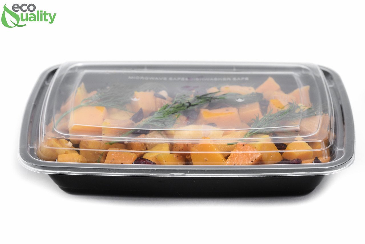 EcoQuality Meal Prep Containers with Cutlery [5 Pack] Single 1 Compartment Food Storage Lunch Box | Bento Box | BPA FREE| Freezer/Microwave/Dishwasher Safe – Airtight/Watertight/Stackable (32oz)