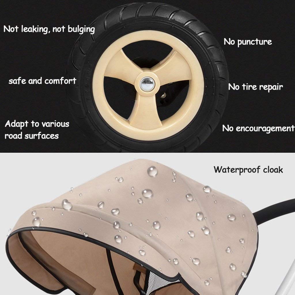 SZNWJ Ygqtbc Children's Tricycle,Children's Tricycle Bicycle Baby Stroller 1-5 Years Old Baby Stroller Child 3 Wheel Bicycle,Protective Awning(Color : Gold)