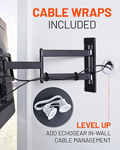 ECHOGEAR Corner TV Wall Mount for Big TVs - 24 Inches of Extension Plus Smooth Full Motion - Mount TVs Up to 65" in The Corner Or Up to 75" On A Flat Wall - Drilling Template & Cable Ties Included