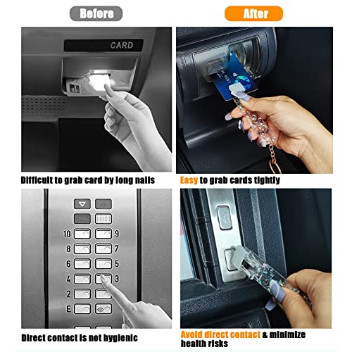 Card Grabber for Long Nails, Wristlet Keychain Bracelet for Women with Silicone Beads Car Key Ring Chain (Brown)