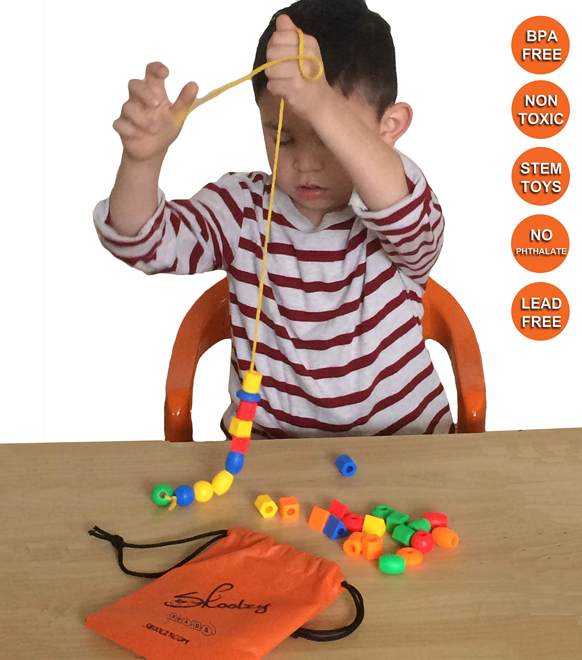 Skoolzy Preschool Lacing Beads for Kids - Linking Math Manipulatives Learning Toys