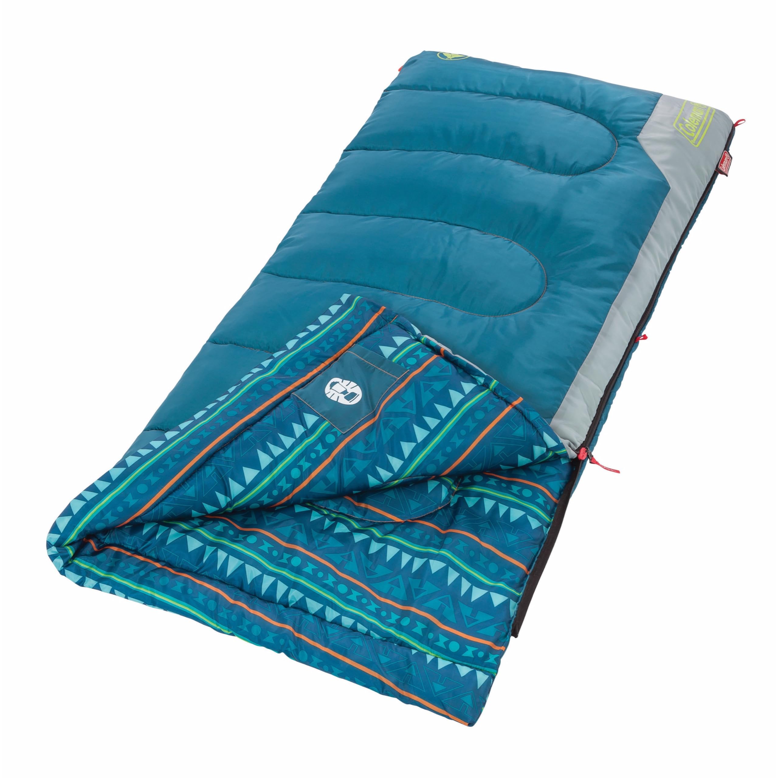 Coleman Kids 50°F Sleeping Bag, Comfortable Youth Sleeping Bag for Sleepovers & Camping, Fits Children up to 5ft Tall, Glow in the Dark Design, Stuff Sack Included, Machine Washable