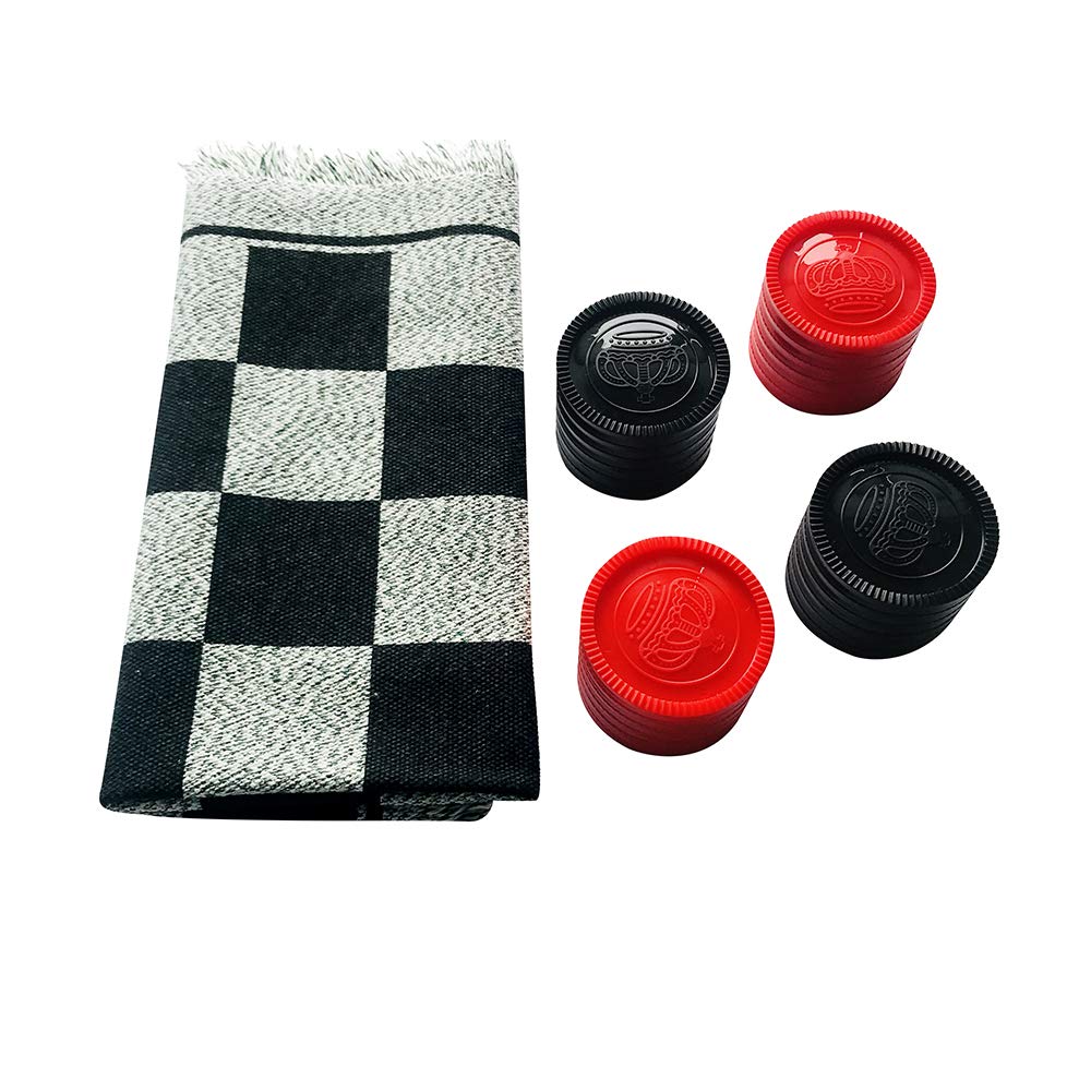 Yuanhe Gaint Checkers Game Set - Large 3 in 1 Checkers Including Tic Tac Toe with Reversible Rug, Calssic Indoor Outdoor Yard Games for Family