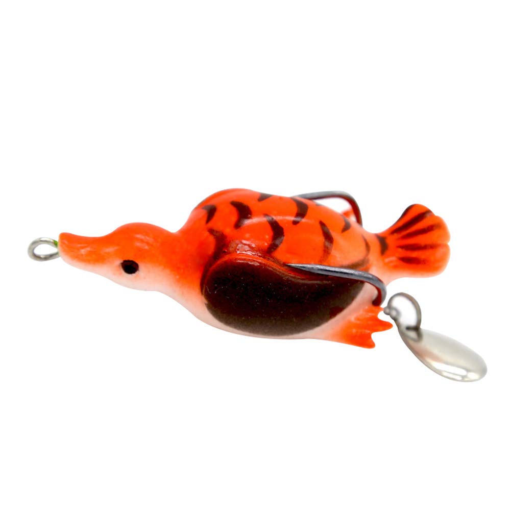 Connoworld Simulation Duck Fishing Bait Soft Lure Tackle Tool with Hook Swivel Sequin Plate - Red