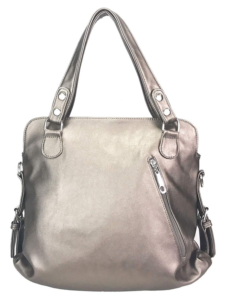 Zzfab Concealed and Carry Purse Double Handles Rhinestone Wing Purse Pewter